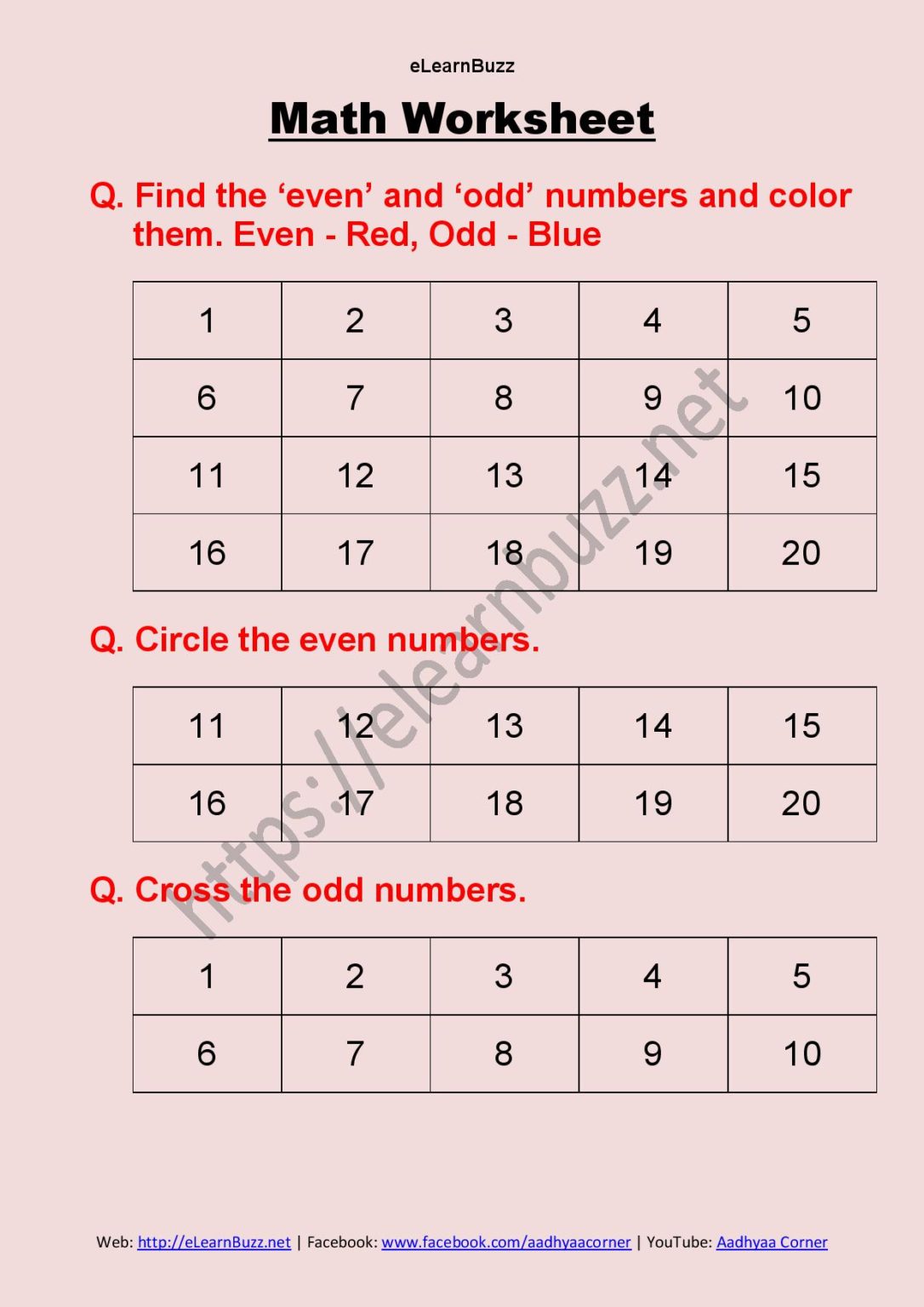 Math Worksheet for Class 2 - Part 2 - eLearnBuzz