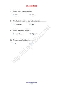 General Knowledge Worksheet for Class 1 (Set 1) - eLearnBuzz